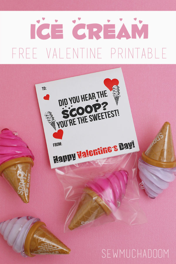 Ice Cream Valentine Free Printable - Sew Much Ado