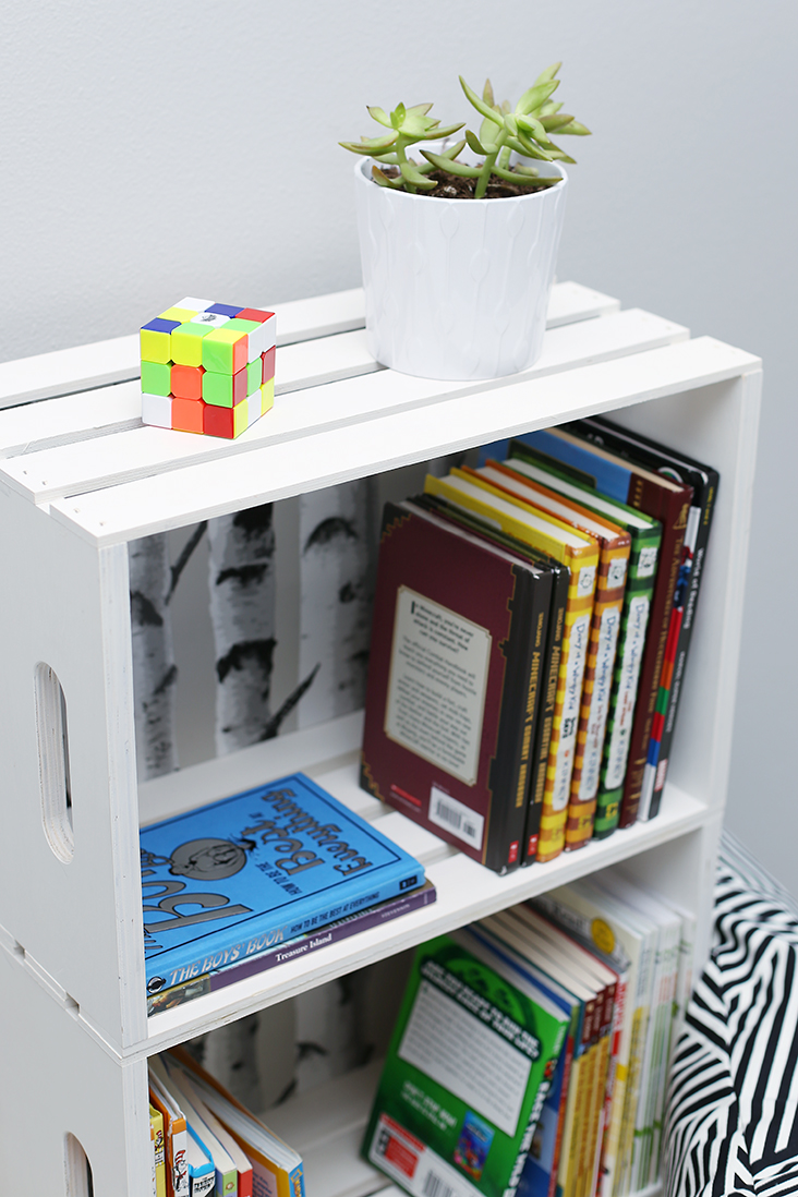 DIY Wood Crate Bookshelf Tutorial - Sew Much Ado